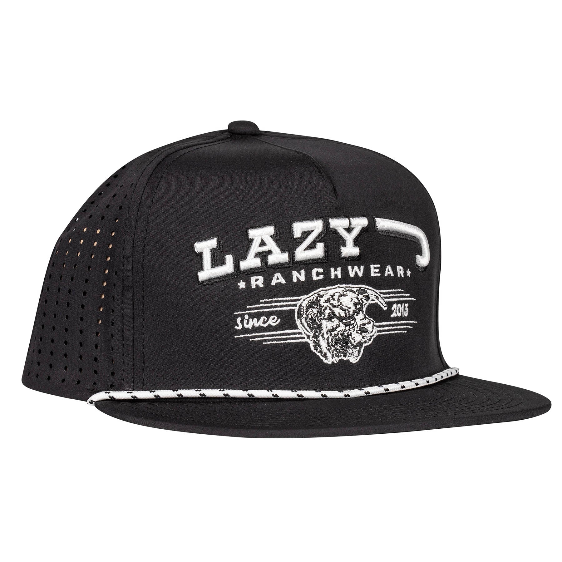 Lazy J Ranch Black Hereford Bull Western Performance Rope Trucker Hat