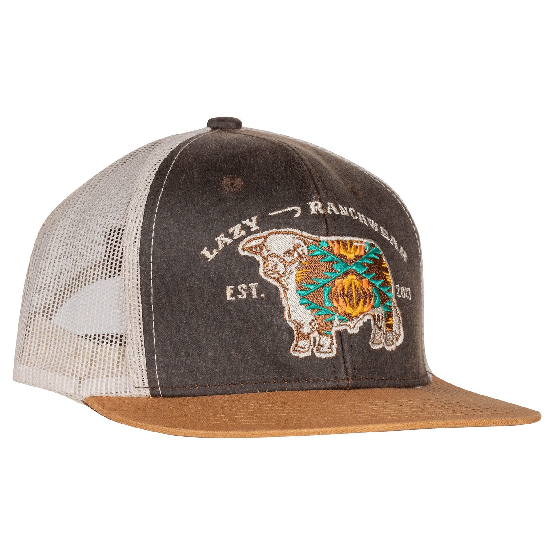 Lazy J Ranch Brown & Tan Apache Hereford Bull Mid Profile Trucker Hat