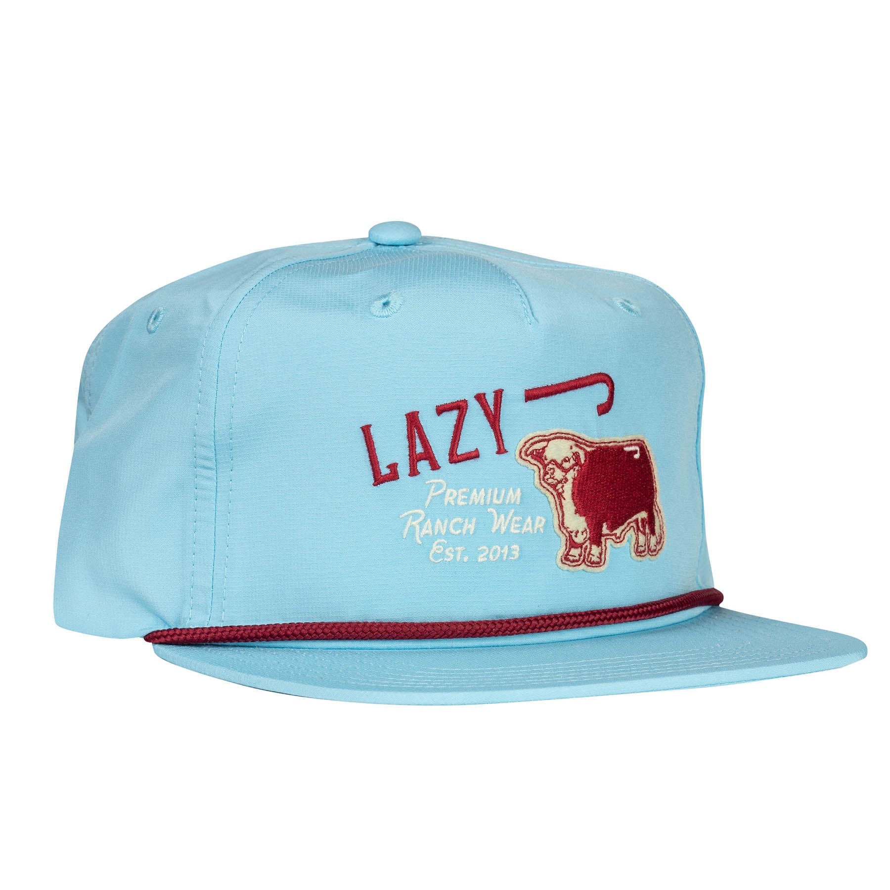Lazy J Ranch Carolina Blue Red Premium Ranch Rope Trucker Hat