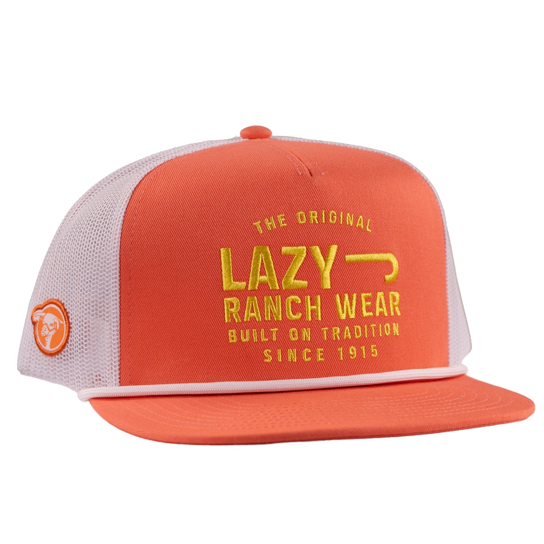 Lazy J Ranch Coral & White Untroubled Classic Rope Trucker Hat