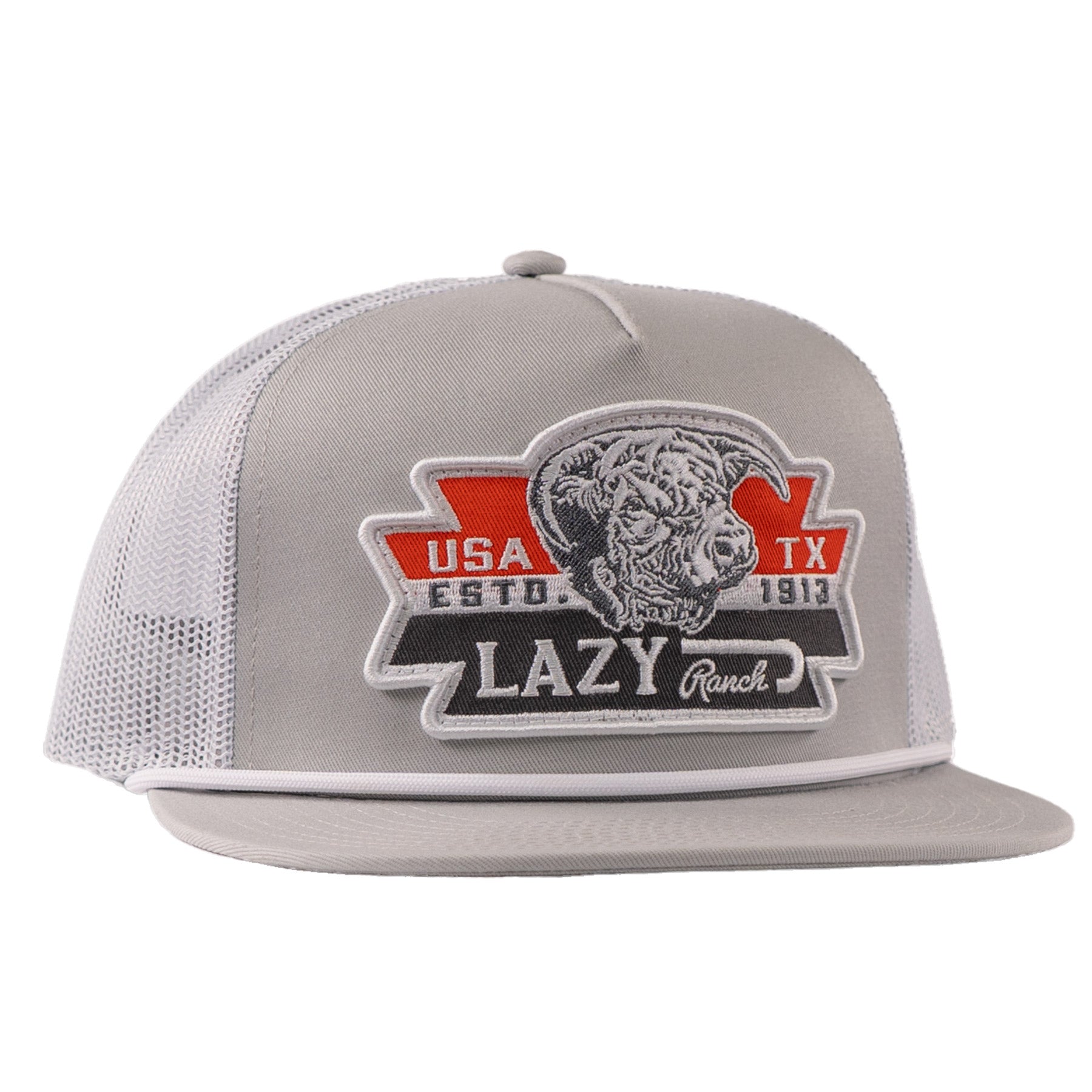 Lazy J Ranch Silver Grey & White El Rancho Classic Rope Trucker Hat