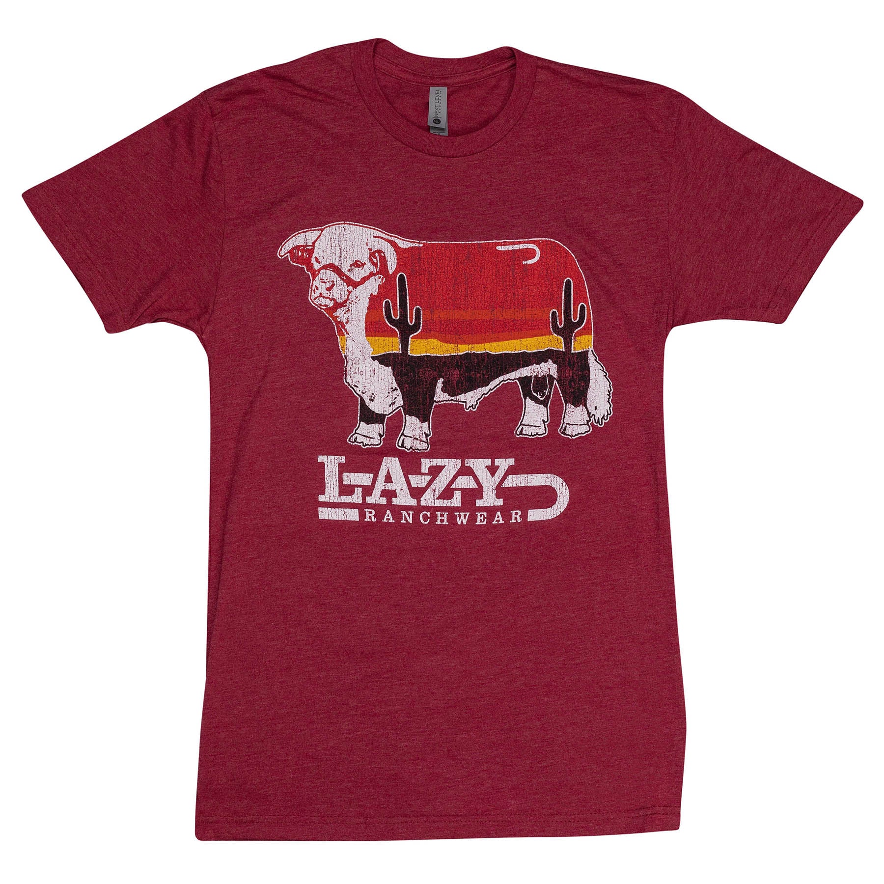 Lazy J Ranch Sunrise Bull Short Sleeve T-Shirt - Cardinal Red