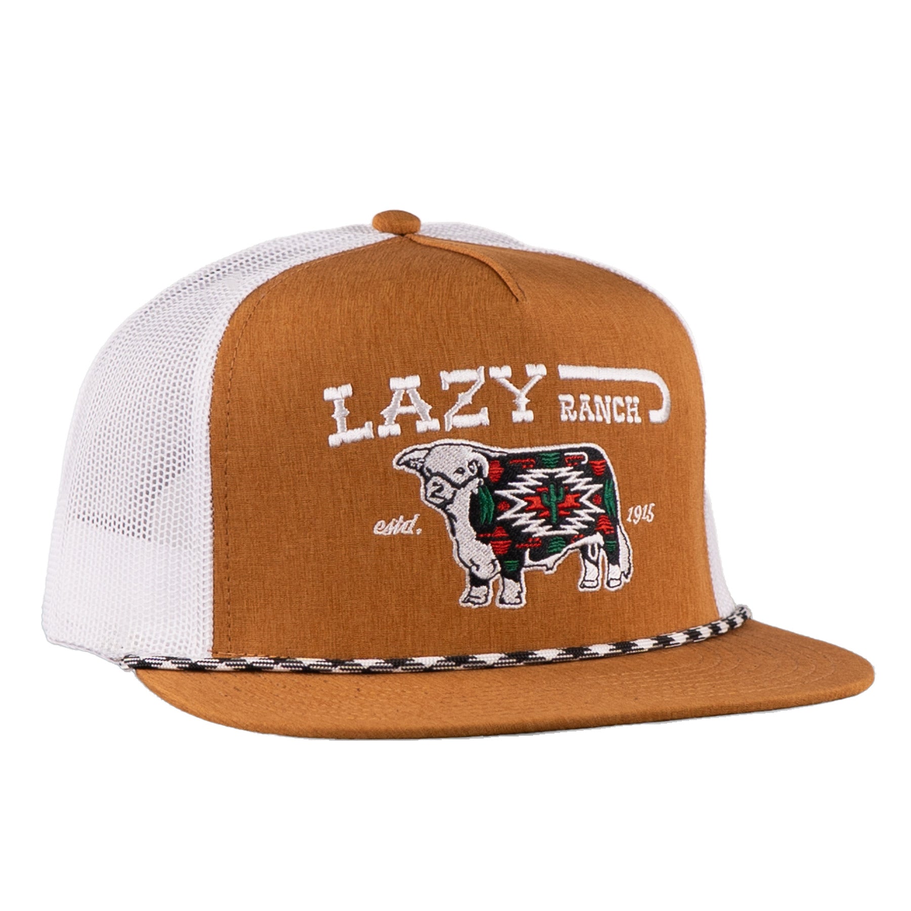 Lazy J Ranch Brown & White Alpine Classic Rope Trucker Hat